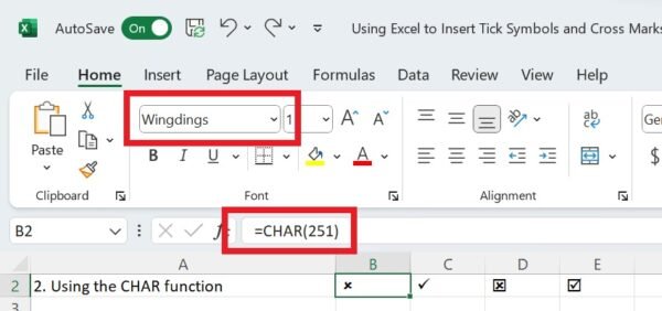 Using Excel to Insert Tick Symbols and Cross Marks – IT Support Guides