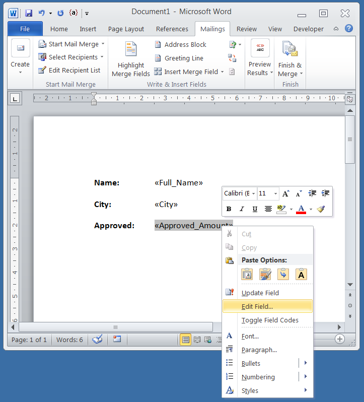 Word 2010 Automatically Format Currency Mail Merge Fields IT 