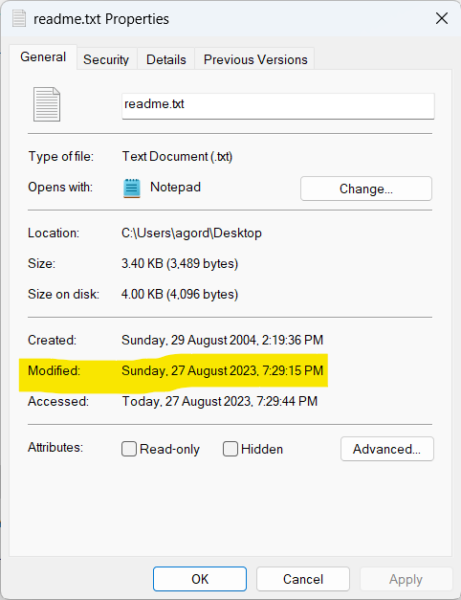 Windows 7/8/10/11 – How to change a files ‘Created’ and ‘Modified ...