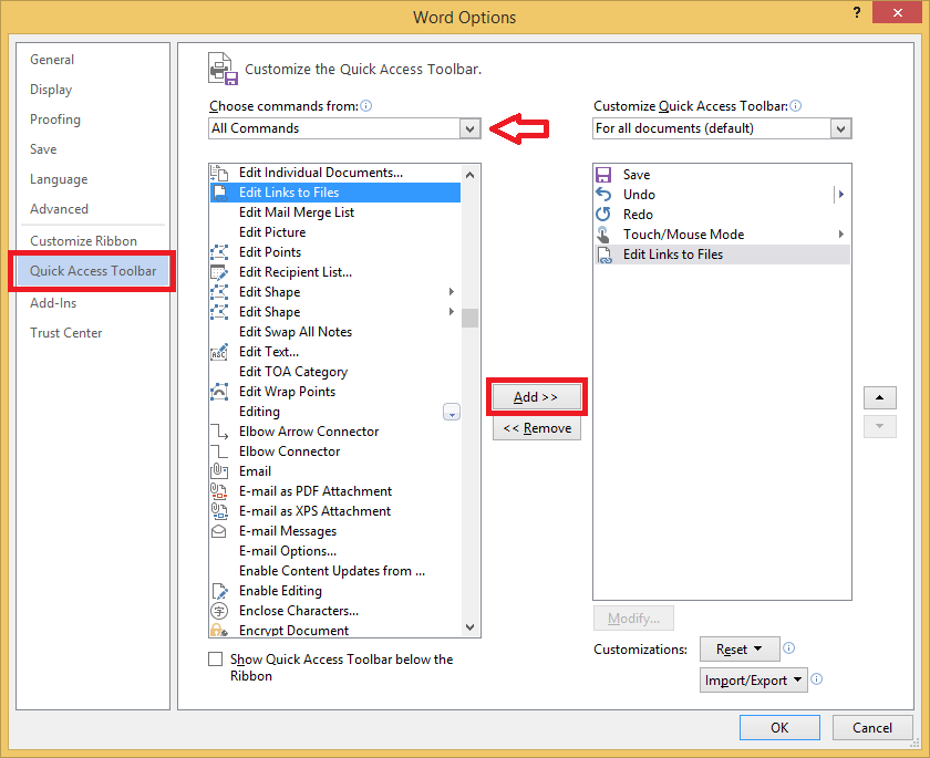 Regroup Linked Files Inside A Word Document Office 2010 2013 